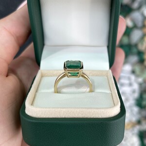 4.45ct 14K Natural Emerald Bezel Solitaire Ring, Vertical Emerald Bezel ...
