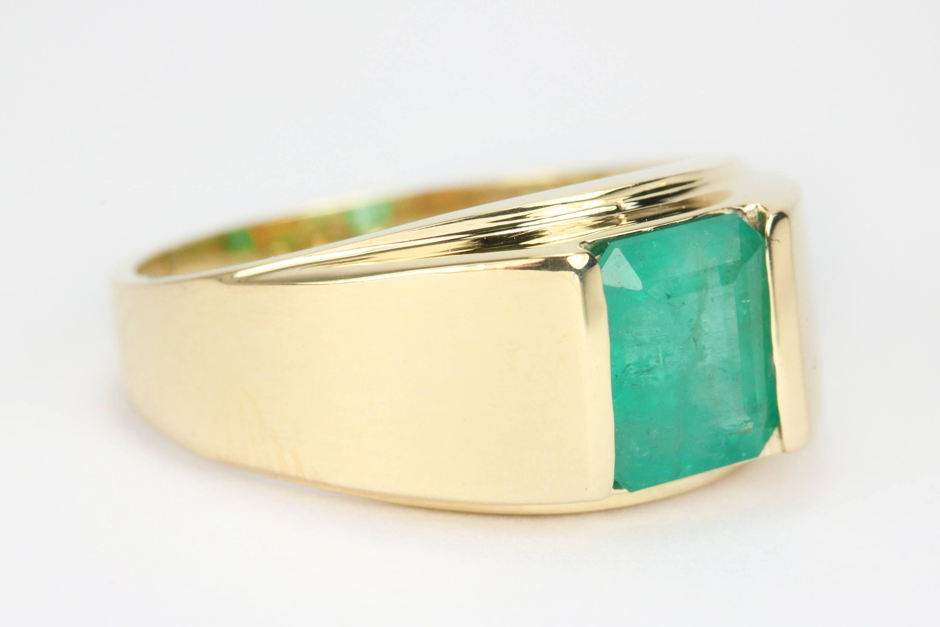 1.80cts Full Bezel Emerald Cut Gold Ring Emerald Ring | Etsy