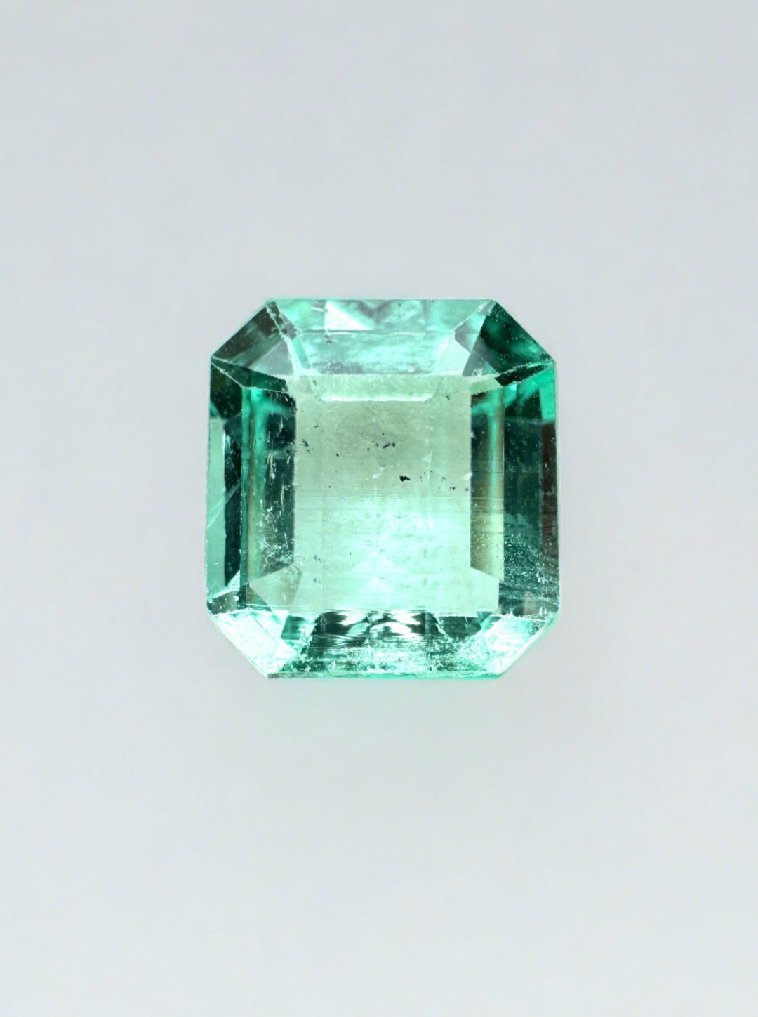1.74 Carat Freckled Portrait Cut Loose Colombian Emerald- Asscher Cut ...