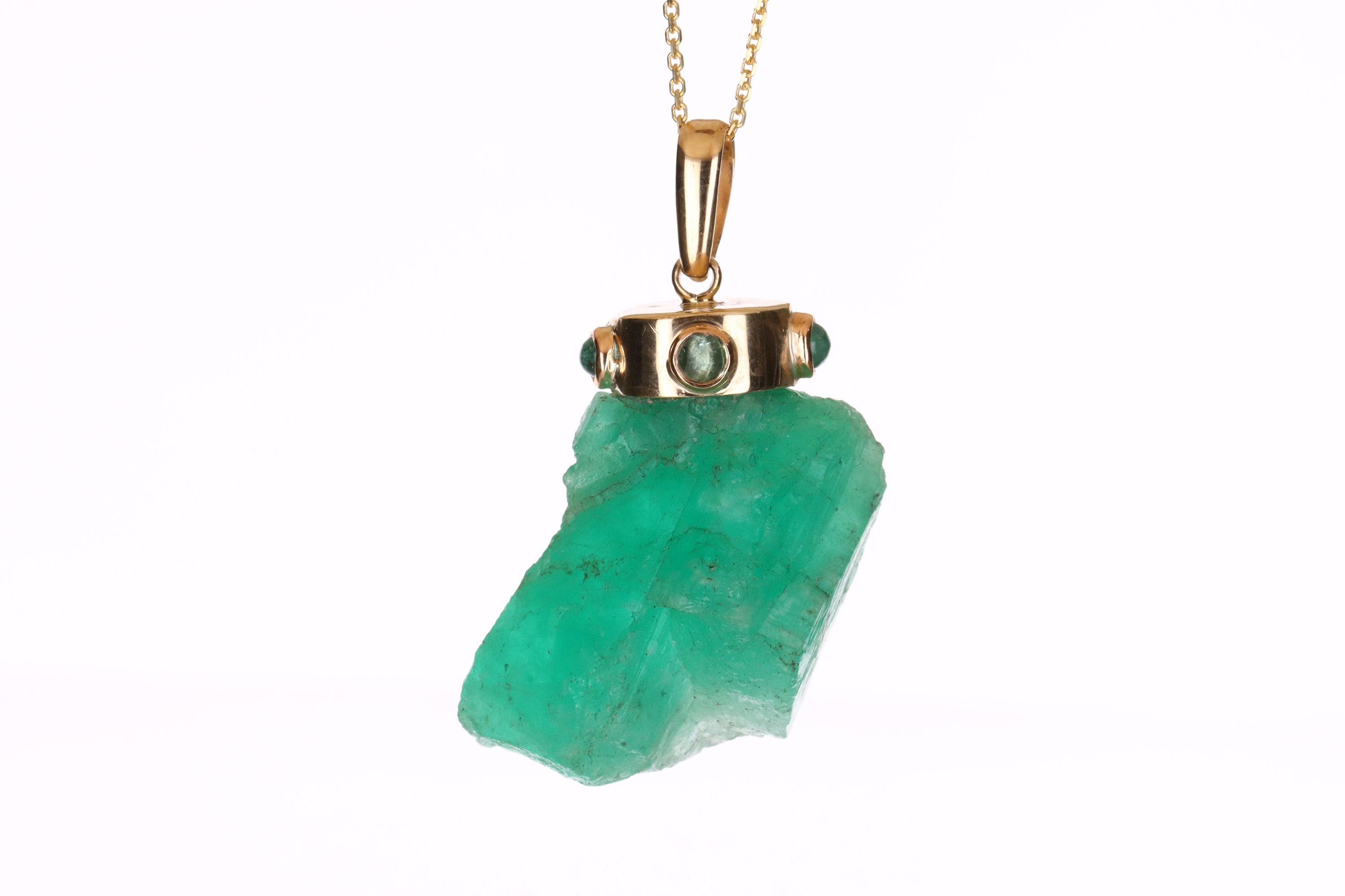 Rough cut emerald necklace store