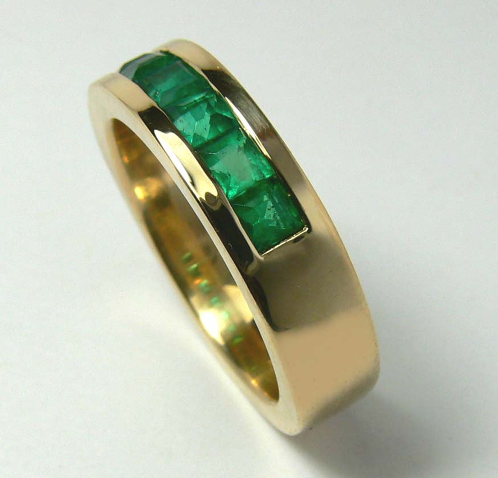 1.40tcw Men's Genuine Vivid Green Emerald Wedding Gold | Etsy