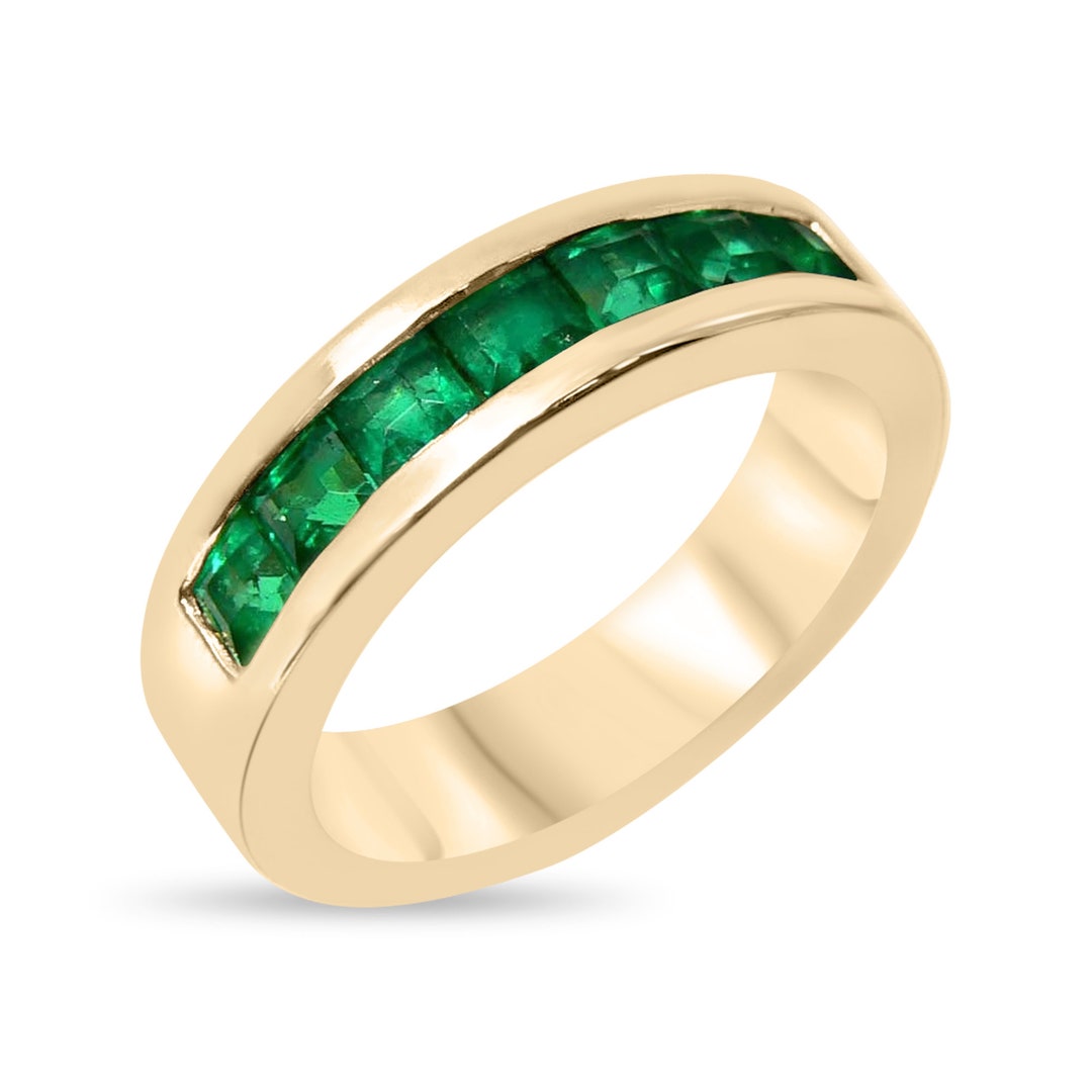 1.40tcw Men's Genuine Vivid Green Emerald Wedding Gold - Etsy