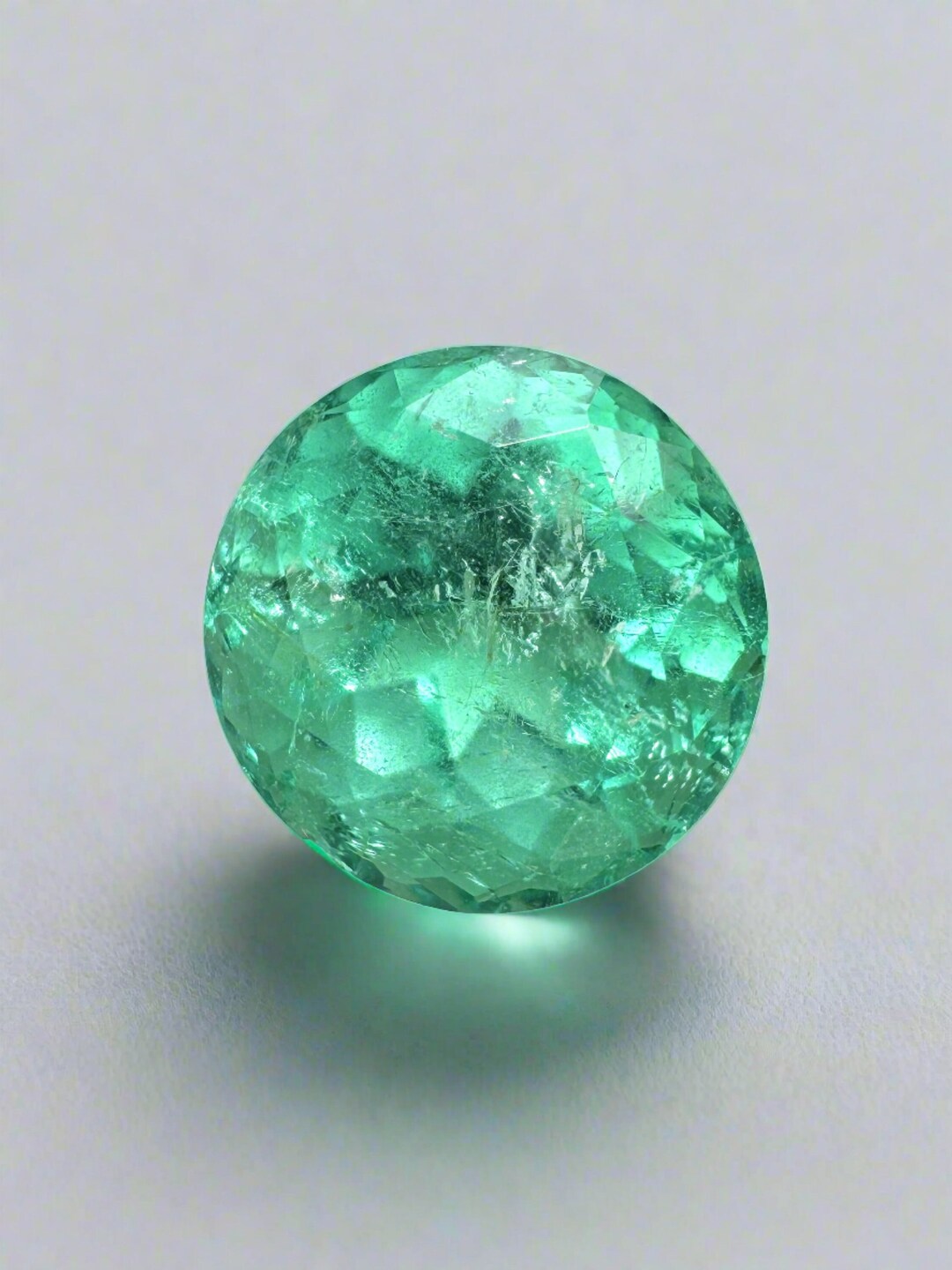 2.56 Carat 8x8 Medium Green Natural Round Loose Colombian Emerald ...