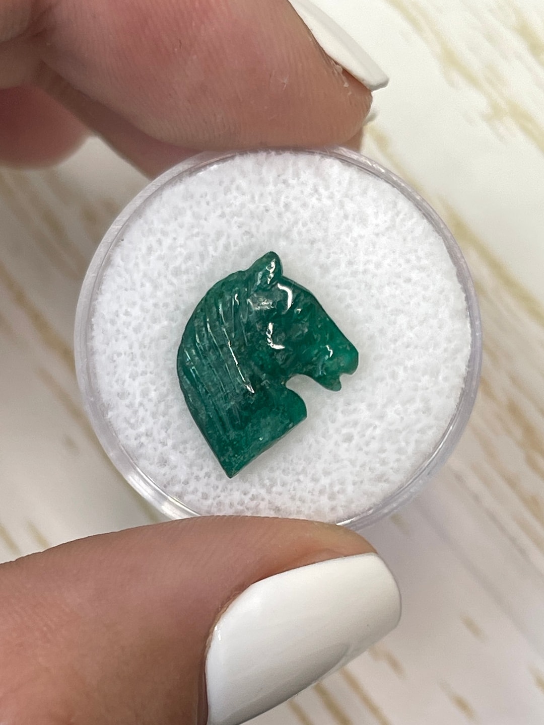 4.28ct 16mm X 13mm Hand Carved Emerald Horse Head, Horse Emerald ...