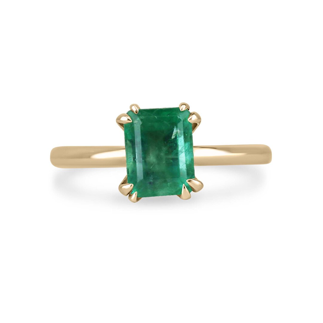 2.50ct 14K Natural Emerald Cut Emerald Solitaire Right Hand Ring ...
