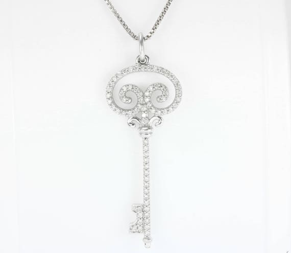 Diamond Key Pendant 14K White Gold Key PendantDiamond Key | Etsy
