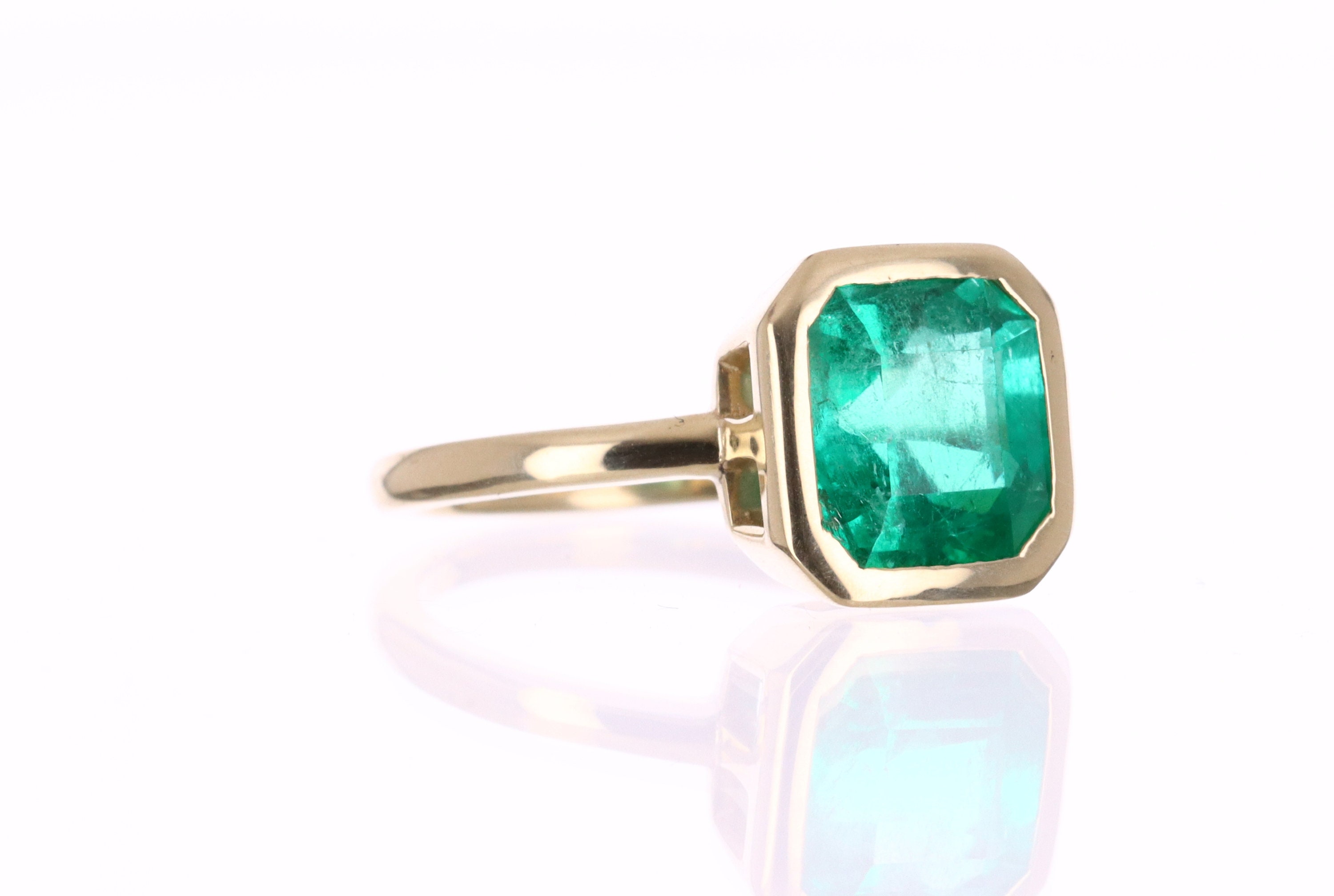 2.65cts Bezel Set Emerald Solitaire Ring 18K Solitaire | Etsy