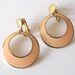 Peach Enamel Hoops, Gold Tone Clip on Earrings, Vintage Large Hoop ...