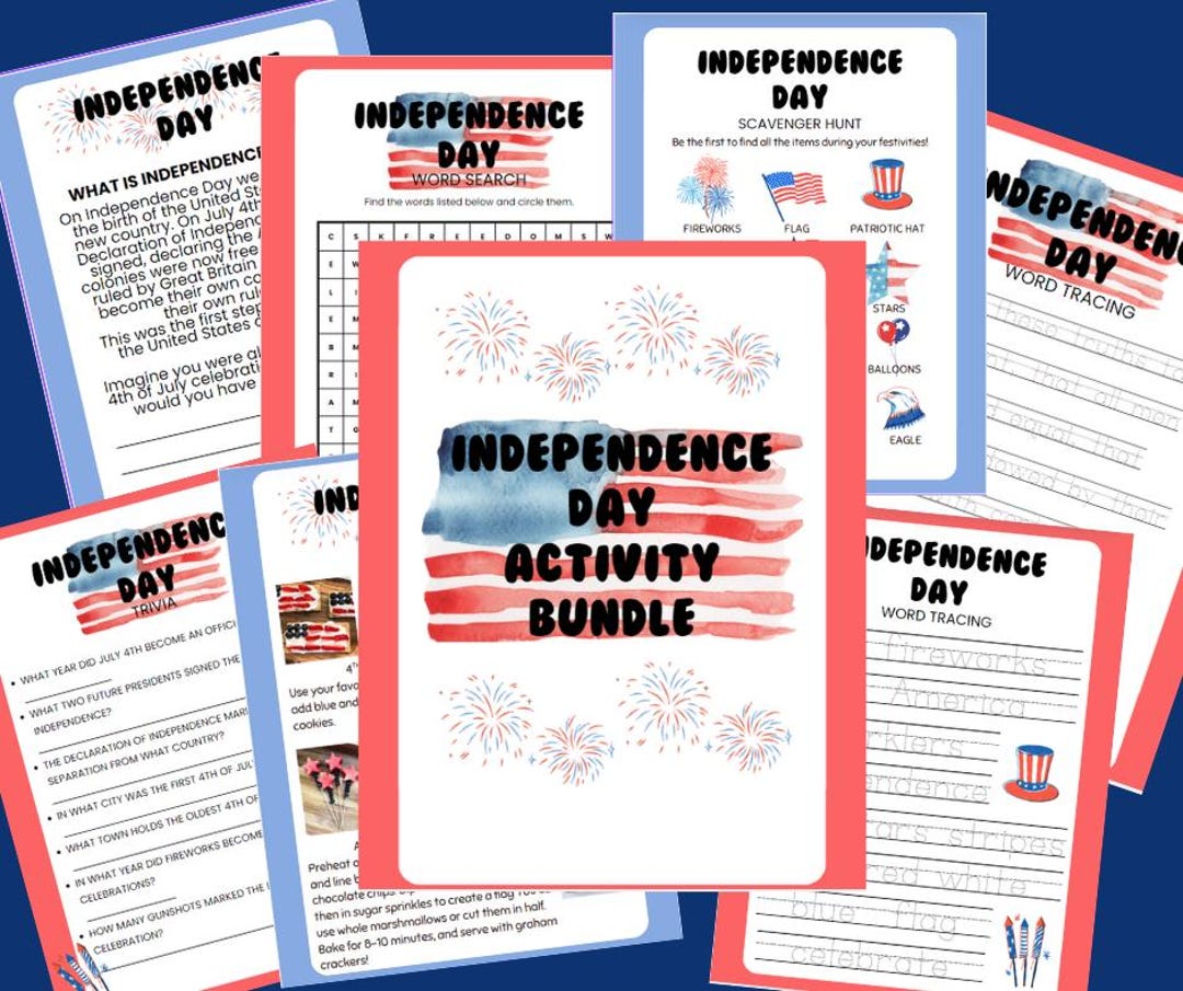 Independence Day Activity Bundle, 4th of July Printable Activities ...
