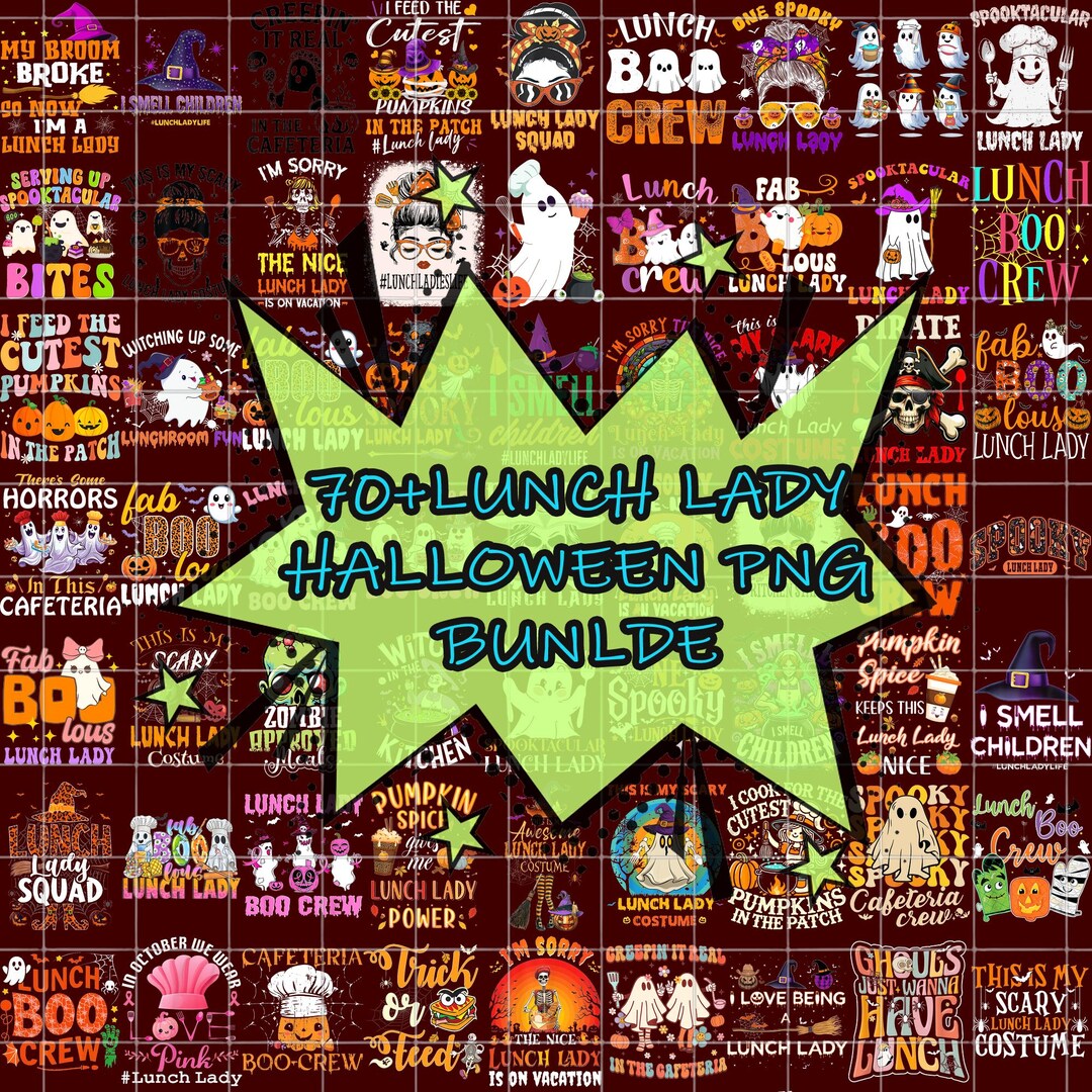 Lunch Lady Halloween Clipart Bundle: Spooky Cafeteria PNG (digital ...