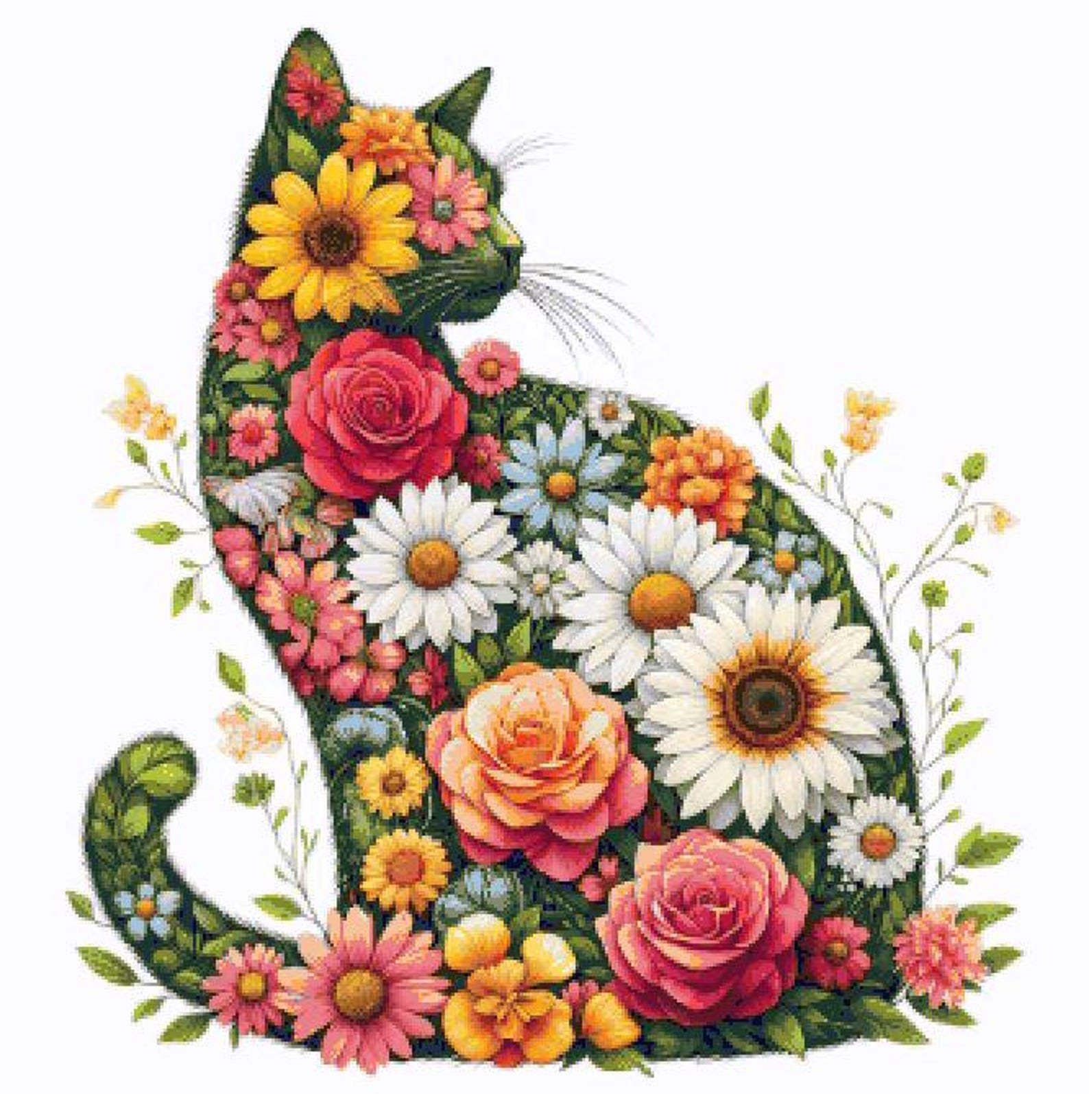 Cat Silhouette Cross Stitch Pattern | PDF Embroidery Chart | Cat Cross ...