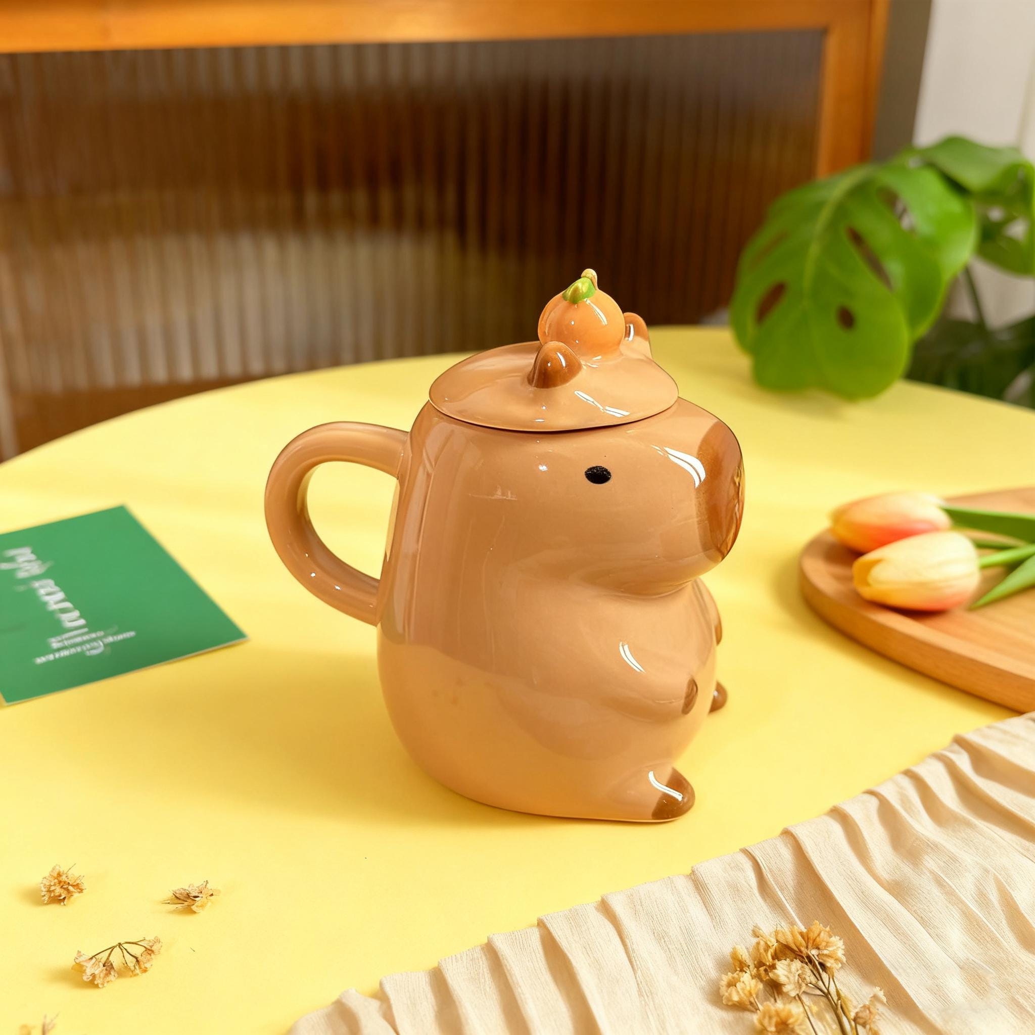 Cute Couple Capybara Mugs With Lid – Adorable Ceramic Animal Cups for ...