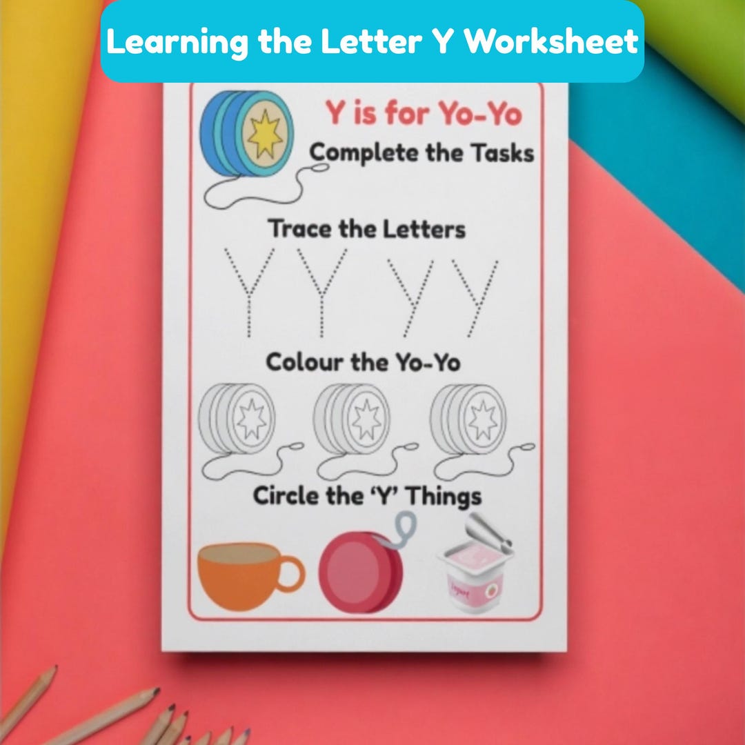 Y is for Yo-yo Worksheet | Letter Y Printable | Alphabet Activity for ...