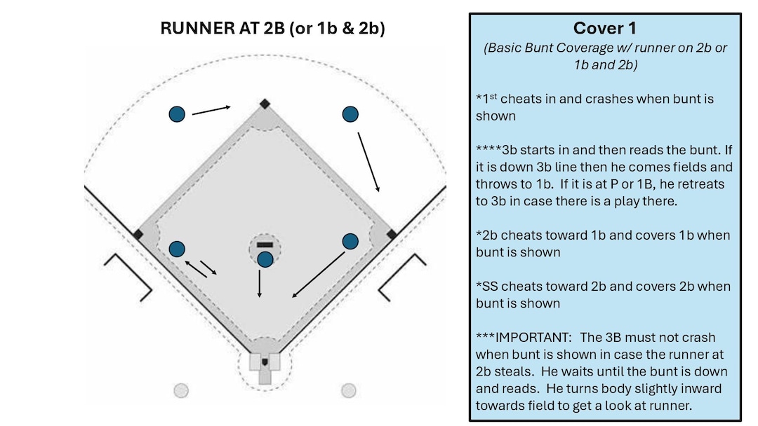 Bunt Coverage Diagrams for Baseball Coaches | Printable PDF Defensive ...
