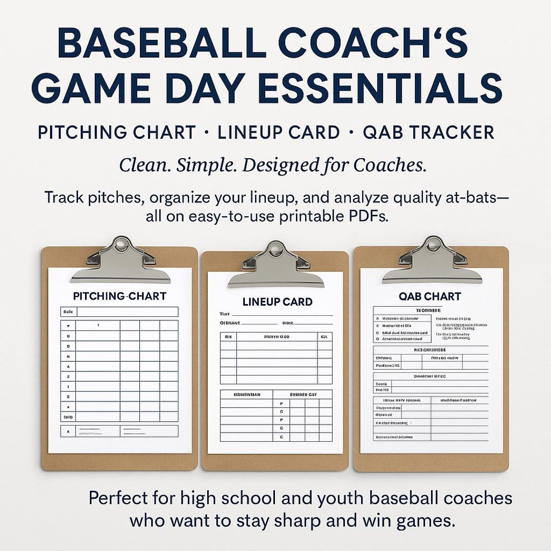 Bundle of Pitching Chart With Summary - Quality at Bat Chart - Lineup ...