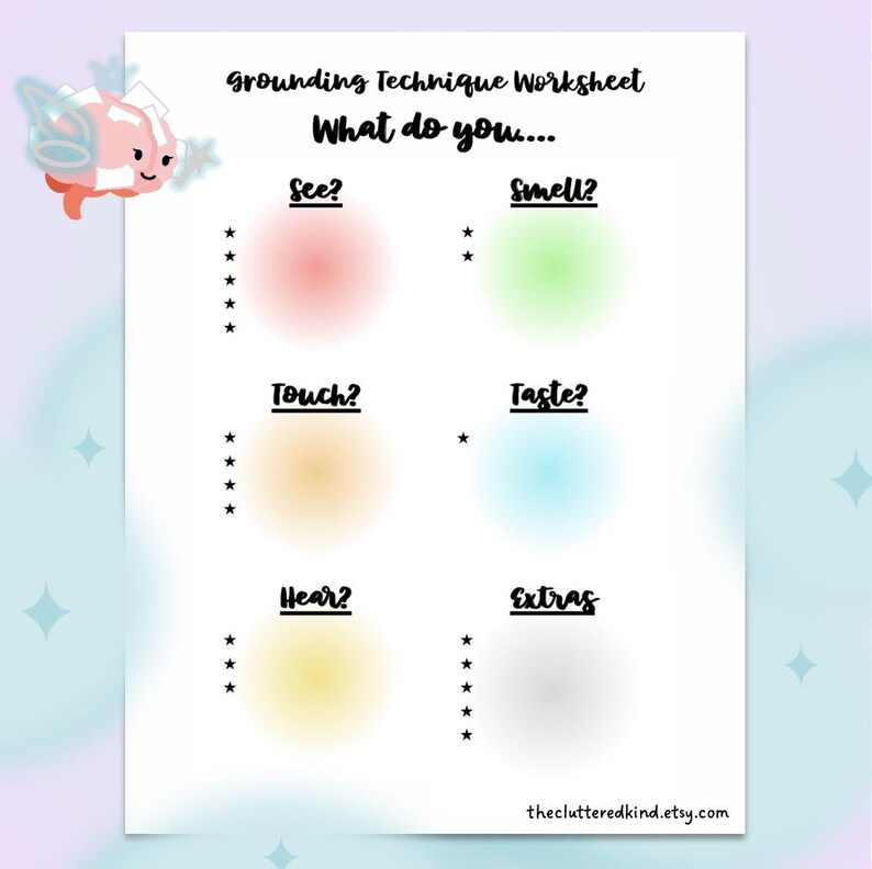 54321 Grounding Technique Worksheet for Anxiety and Overwhelm ...