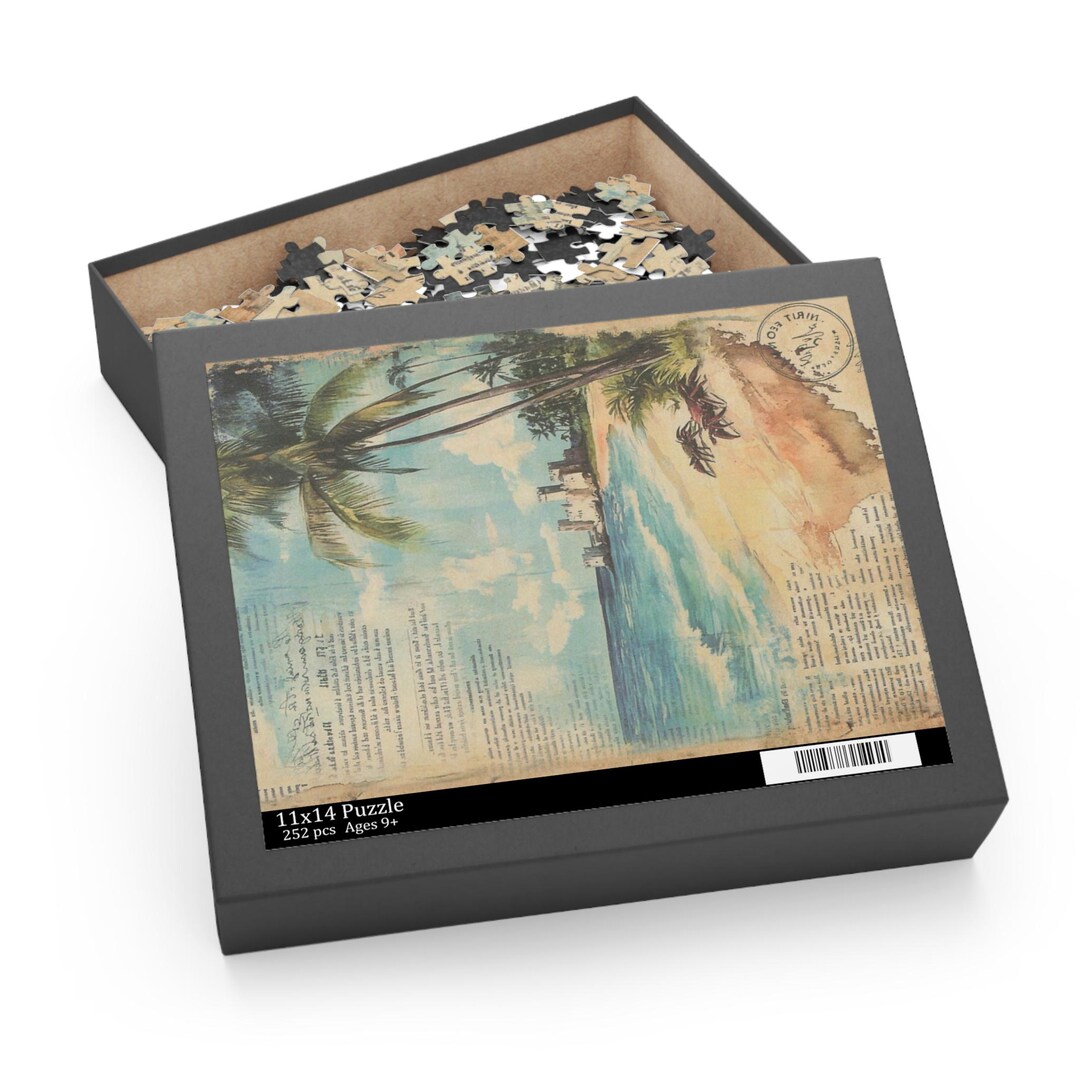 Vintage Beach Scene Puzzle Jigsaw Relaxing Home Activity | Coastal ...