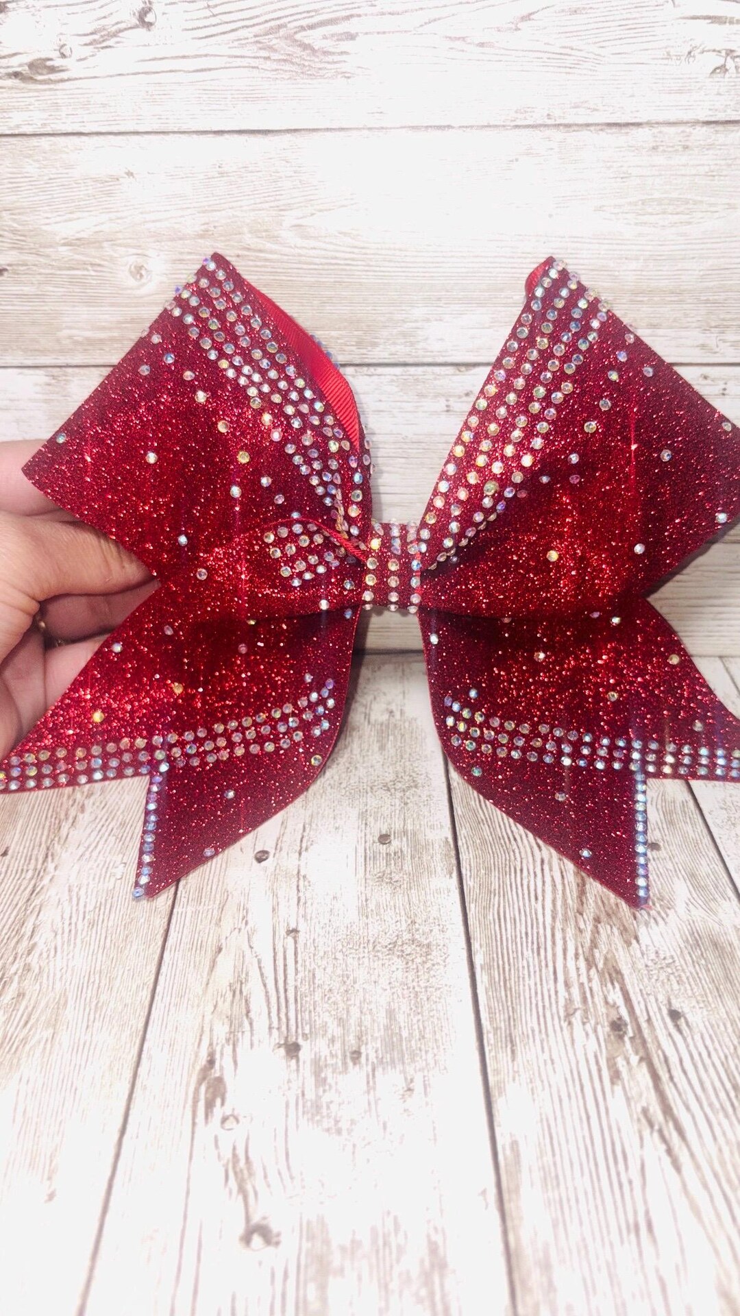 Rhinestone Cheer Bow, Competition Scarlet Bow Red - Etsy