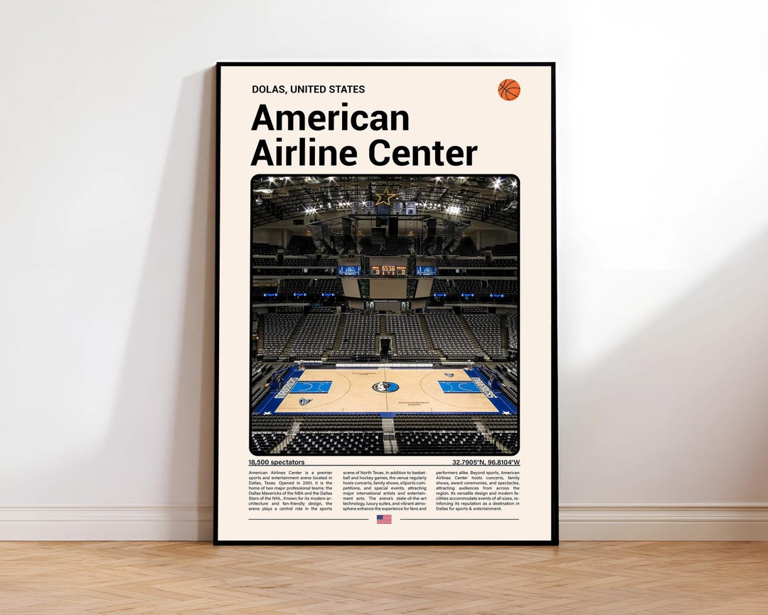 Dallas Mavericks Arena Poster | American Airlines Center (digital ...