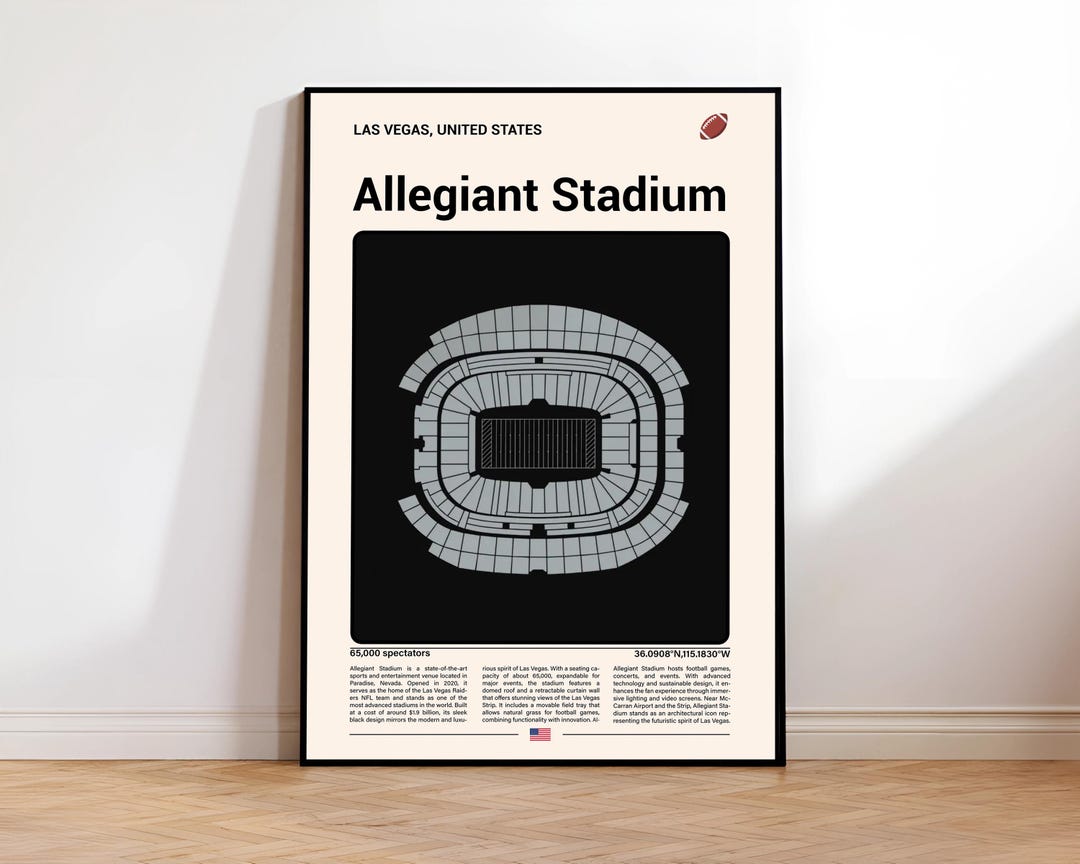 Allegiant Stadium Wall Art – Modern Football Stadium Decor – Sports ...