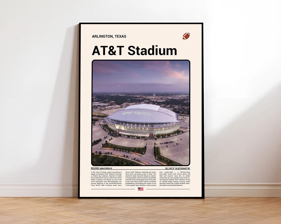 AT&T Stadium Poster, Dallas Cowboys, Texas Sports Decor (digital ...
