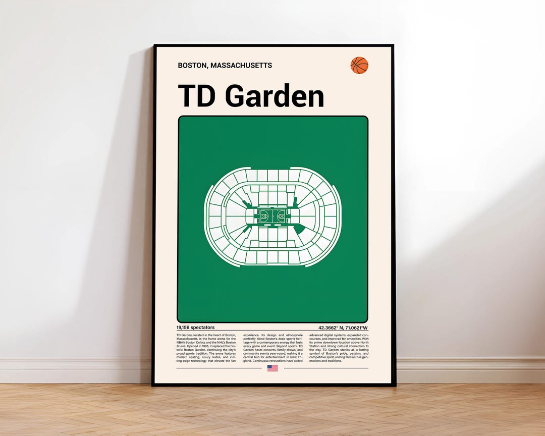 TD Garden Boston Print | Celtics & Bruins Arena Poster | Modern Sports ...