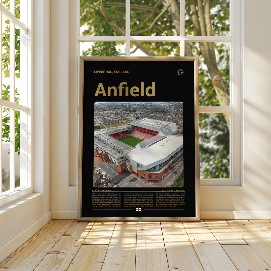 Liverpool Anfield Minimalist Map Prints, Football Wall Art Print Unique ...