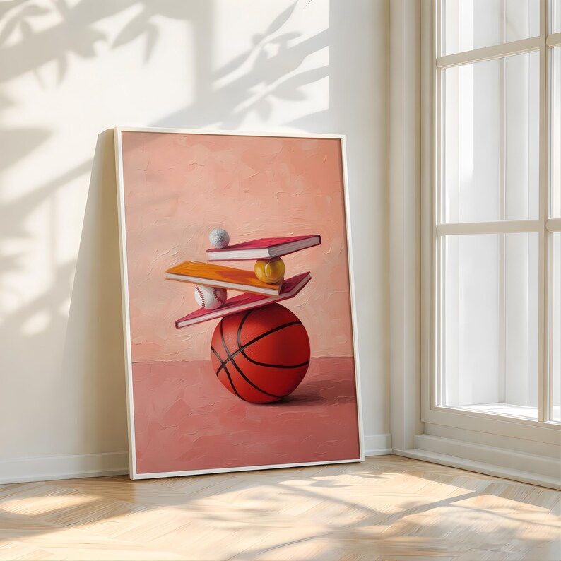 Basketball Wall Art, Impasto Oil Painting, Textured Sports Poster ...