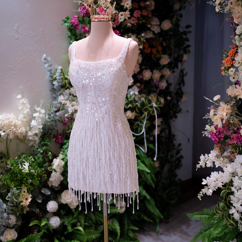 White Pearl Mini Dress - Etsy