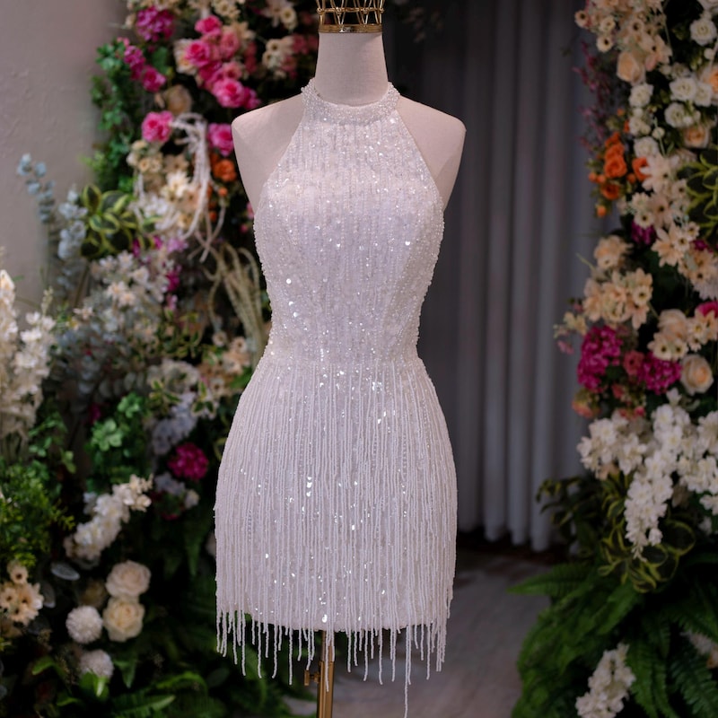 Silver Fringe Dress Mini - Etsy