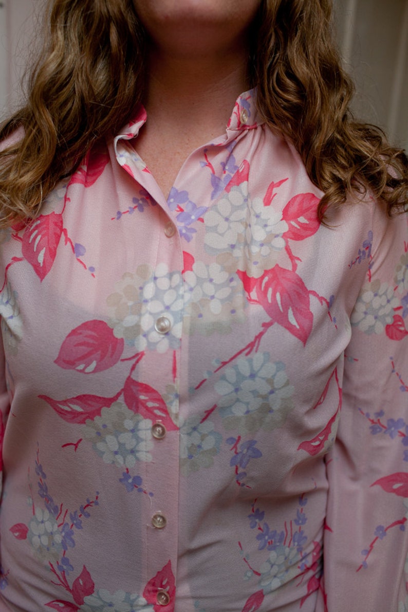 Hydrangea and Cherry Blossom "" Semi Sheer Blouse - Etsy
