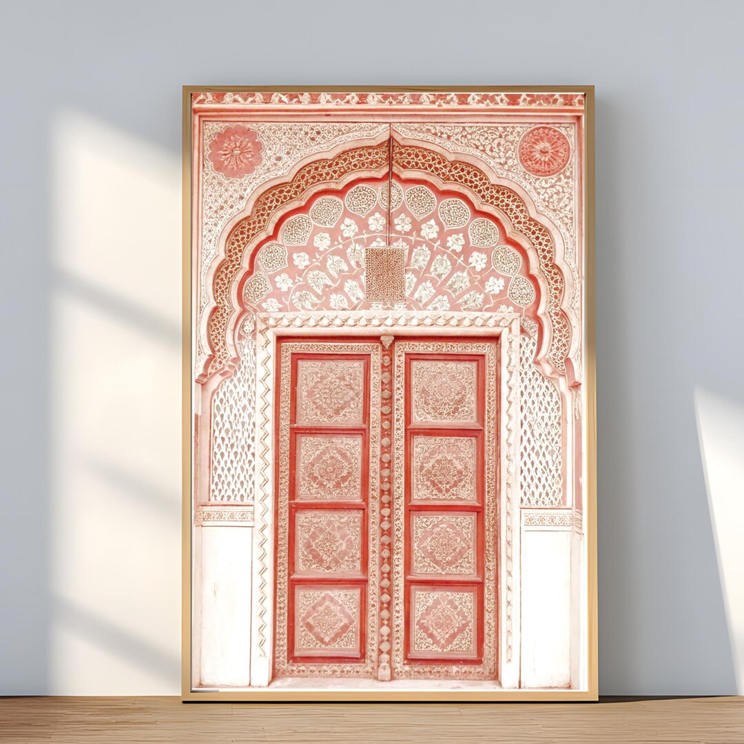 Pink Jaipur Door Wall Art, Rajasthani Architecture Print, Indian Palace ...