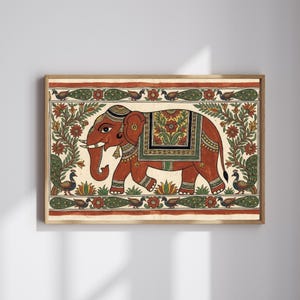 Indian Folk Elephant Wall Art Printable, Pichwai Art, India Poster ...