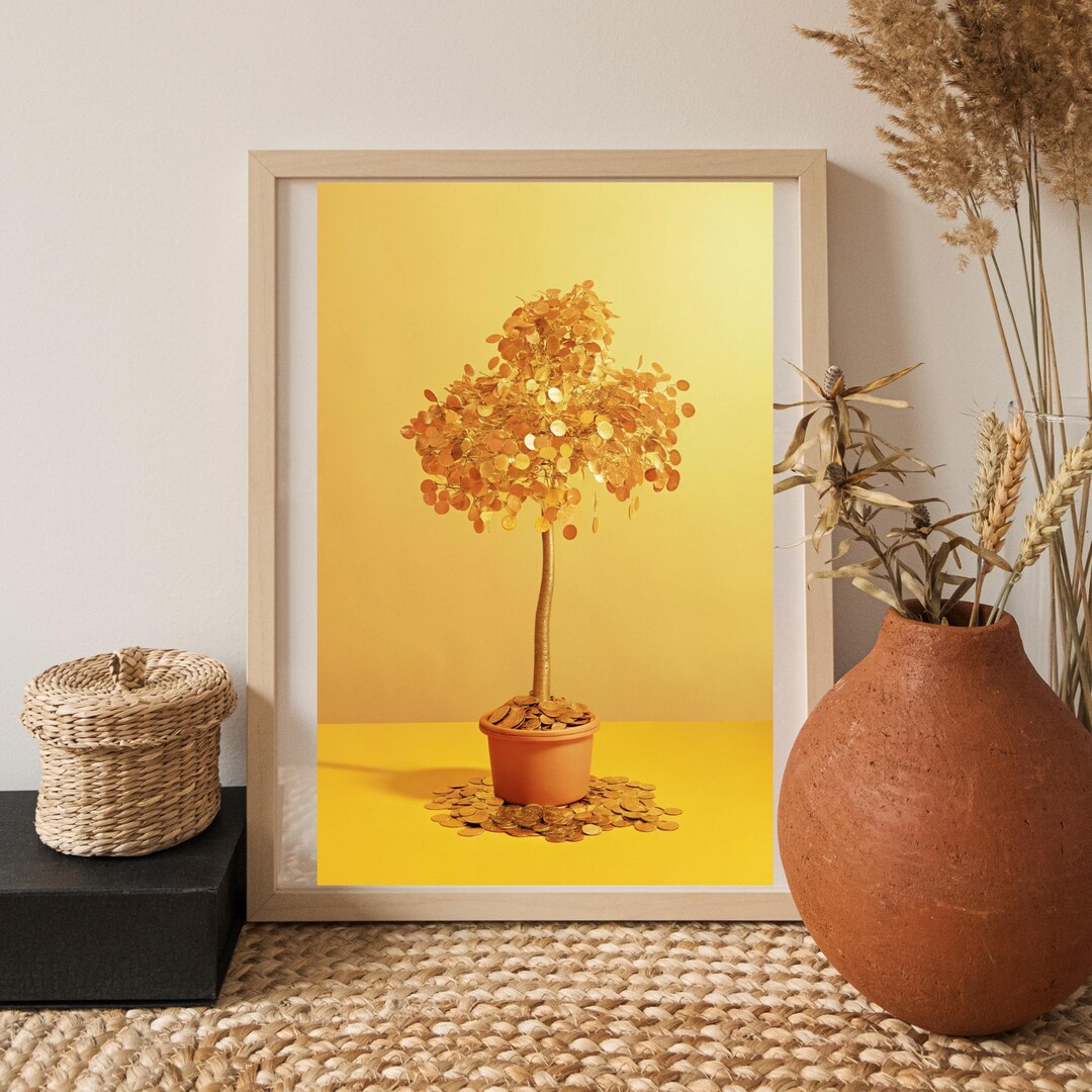 Money Tree Digital Wall Art, Printable Poster, Gold Decor, Feng Shui ...