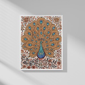 Madhubani Painting ,vintage Floral Wall Art, Mithila Folk Print, Indian ...