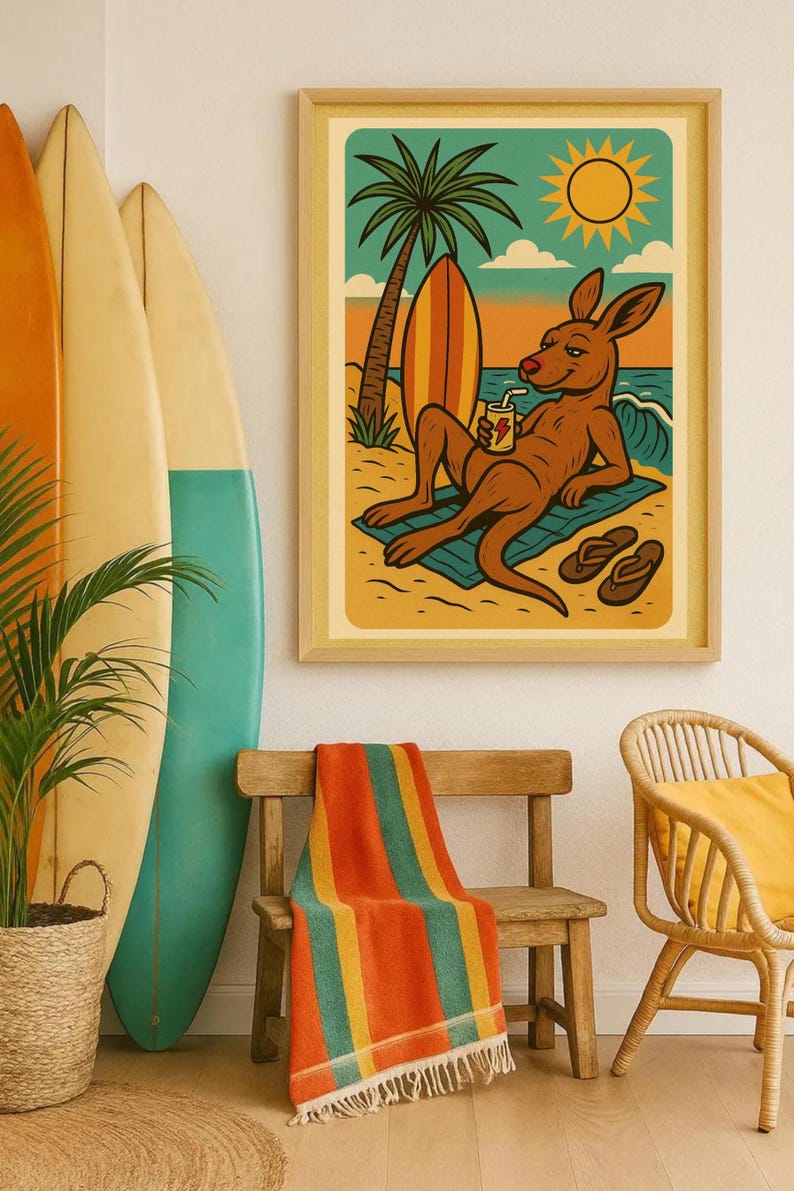 Beach Kangaroo – Australian Animal Digital Print, Digital Download - Etsy