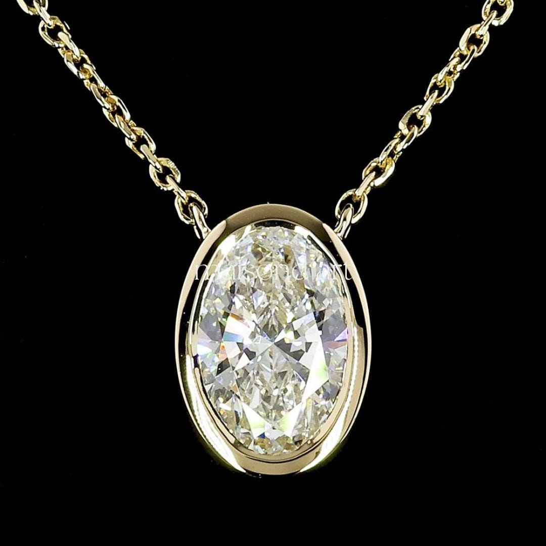 Oval Cut Lab Grown Diamond Pendant | IGI Certified Bezel Set Silver ...