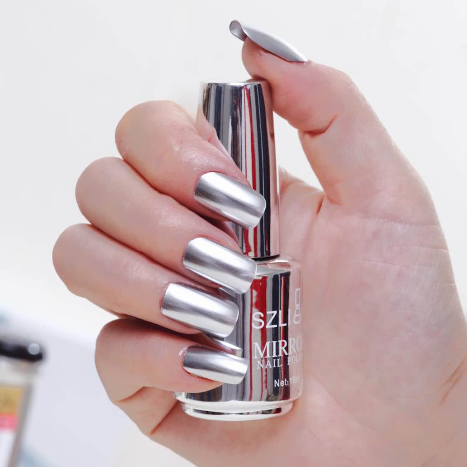 Mirror Silver Nail Polish | Metallic Chrome Effect Nail Lacquer ...