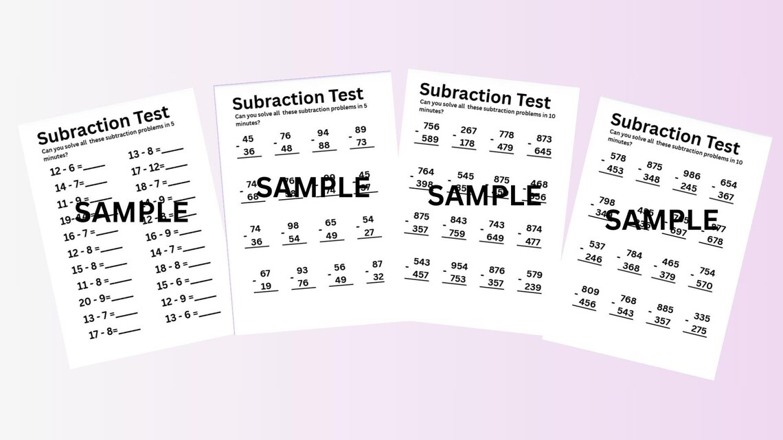 Math Worksheets Bundle: Addition, Subtraction, Times Table (PDF ...