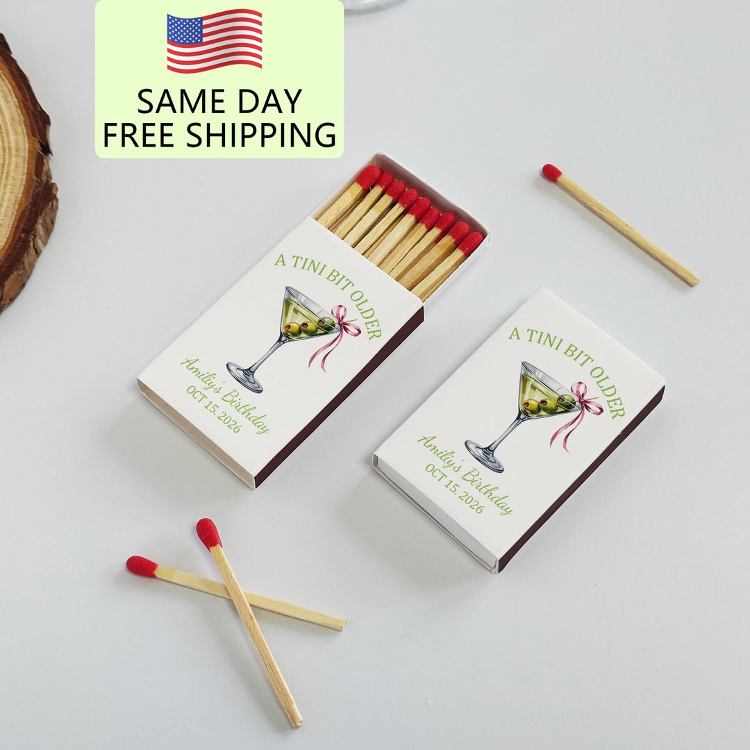 Espresso Martini Birthday Matchboxes, Tini Bit Older Theme ...