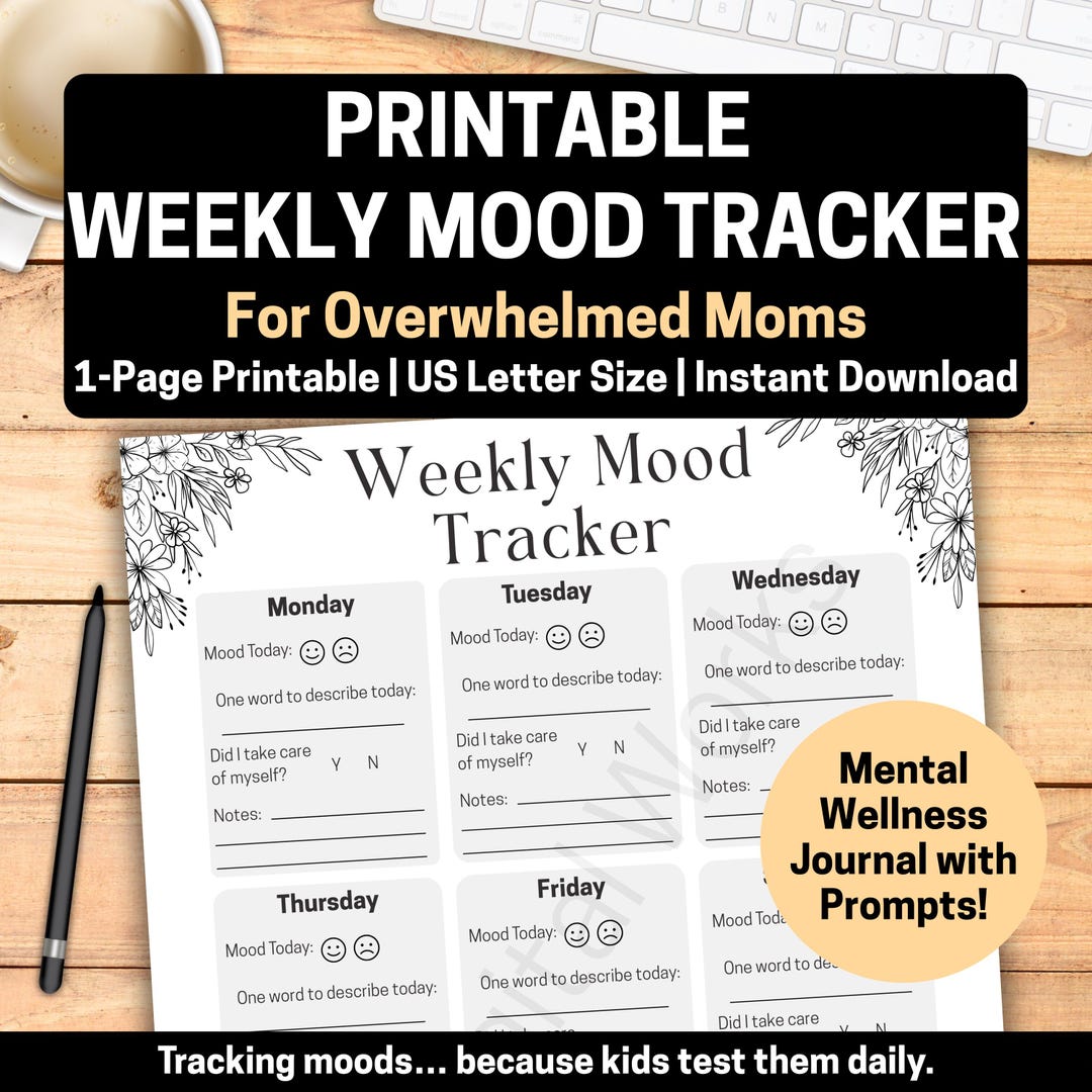 Printable Weekly Mood Tracker for Overwhelmed Moms | Self Care Journal ...