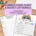 Summer Chore Chart & Bucket List Bundle: Kids Activities Printable (PDF ...