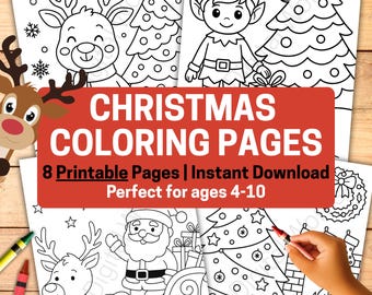 Christmas Coloring Pages for Kids Ages 4-10 | 8 Printable Holiday ...