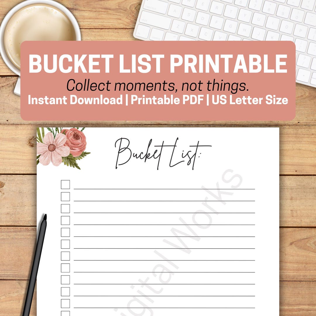 Bucket List Printable | Family Bucket List | Goal Setting Template ...