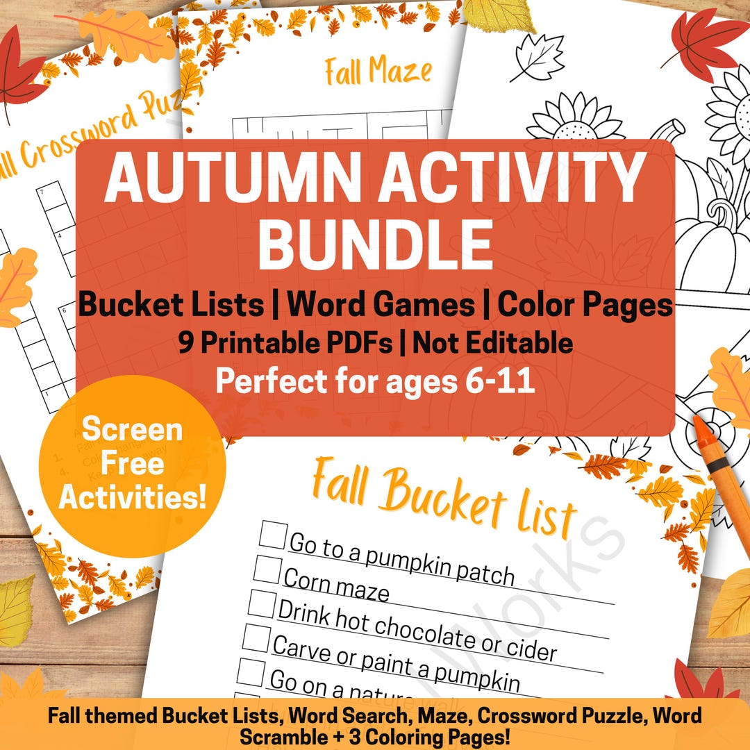Autumn Activity Bundle for Kids | 9 Printable Pdfs | Fall Word Games ...