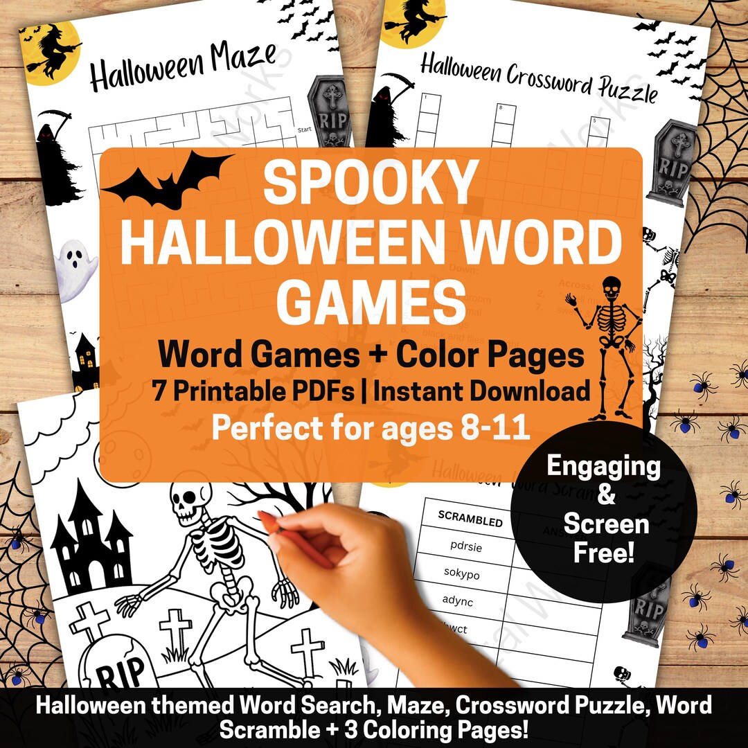 Spooky Halloween Word Games for Kids Ages 8–11 | Printable Maze ...