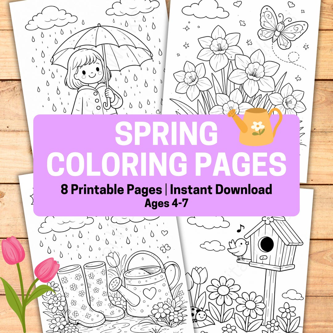 Spring Coloring Pages for Kids – Easy Spring Color Pages & Flower Color ...