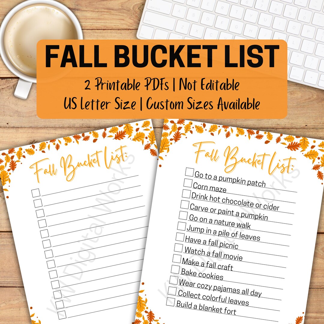 Fall Bucket List Printable: Autumn Activities for Kids & Families (PDF ...