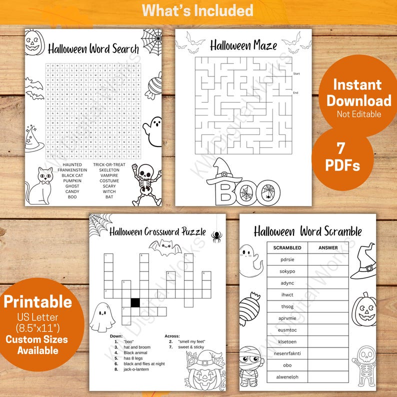 Halloween Activity Pack: Printable Games, Coloring Pages for Kids (ages ...