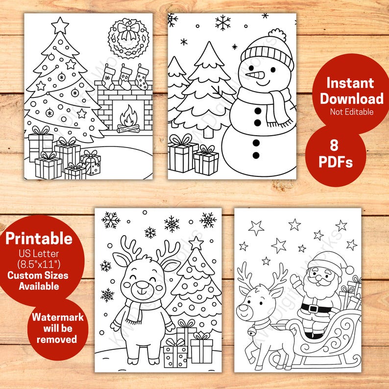 Christmas Coloring Pages for Kids Ages 4-10 | 8 Printable Holiday ...